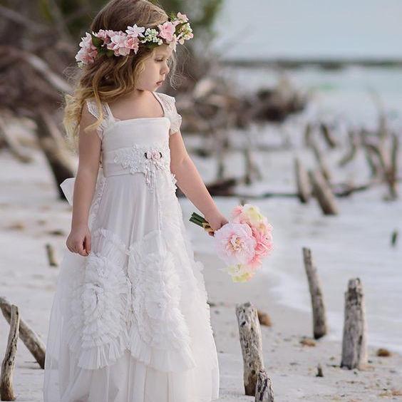Princess White Long Flower Girl Dress On Luulla